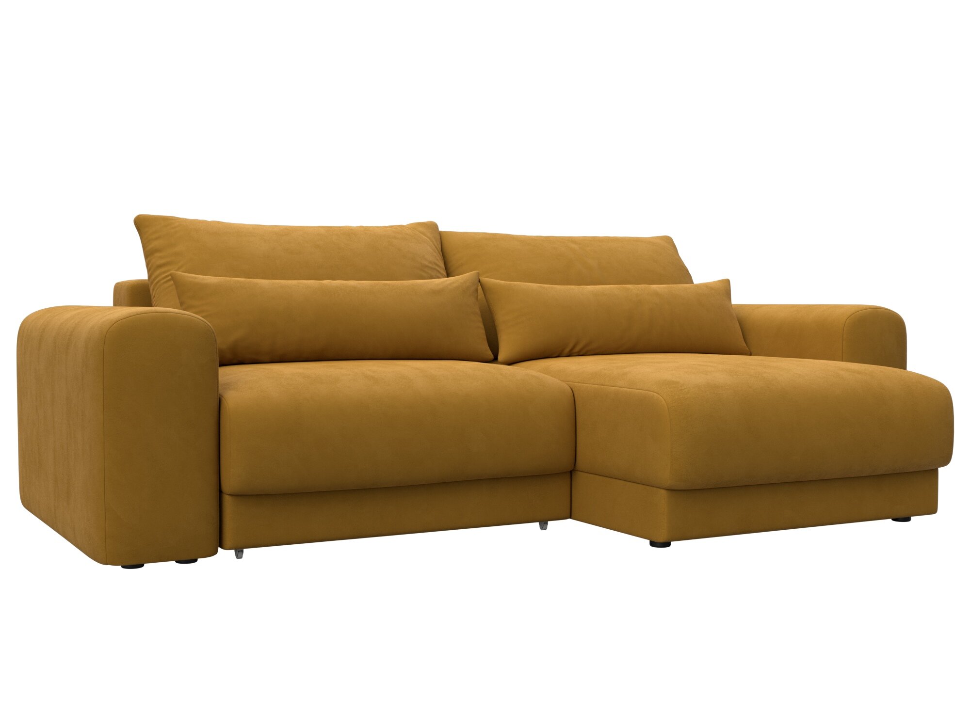 Диван угловой Лига-056 НПБ, 4-местный, размер: 252х163см, спальное место: 163х200см, велюр BRUT 10, желтый