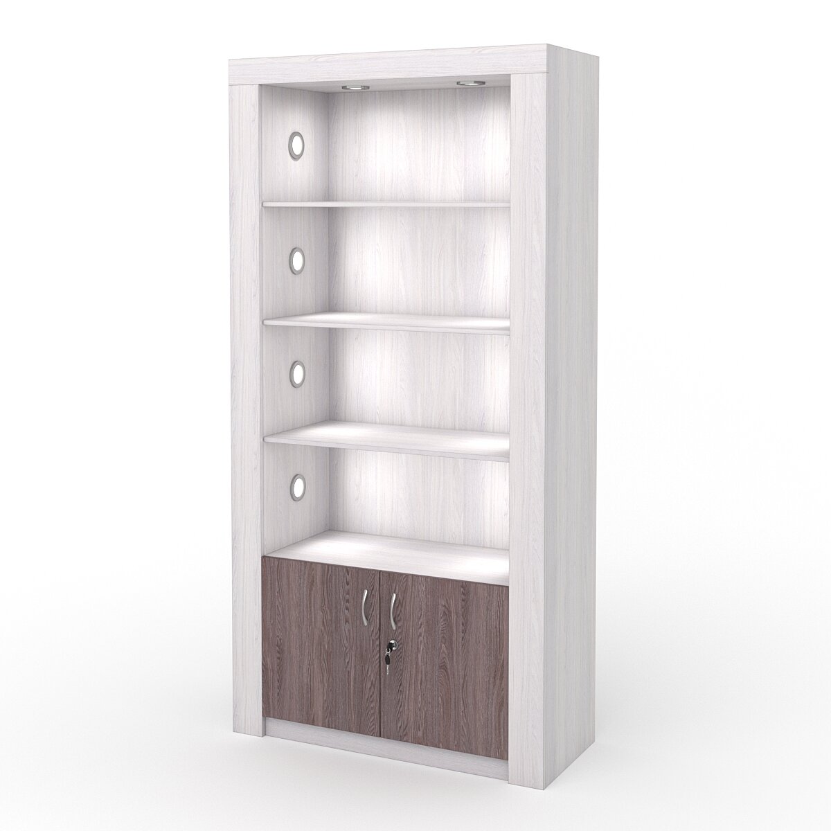 Стеллаж "афродита" №3-1 (задняя стенка - ДВП), Ясень Анкор и Ясень Анкор U31104-U31105