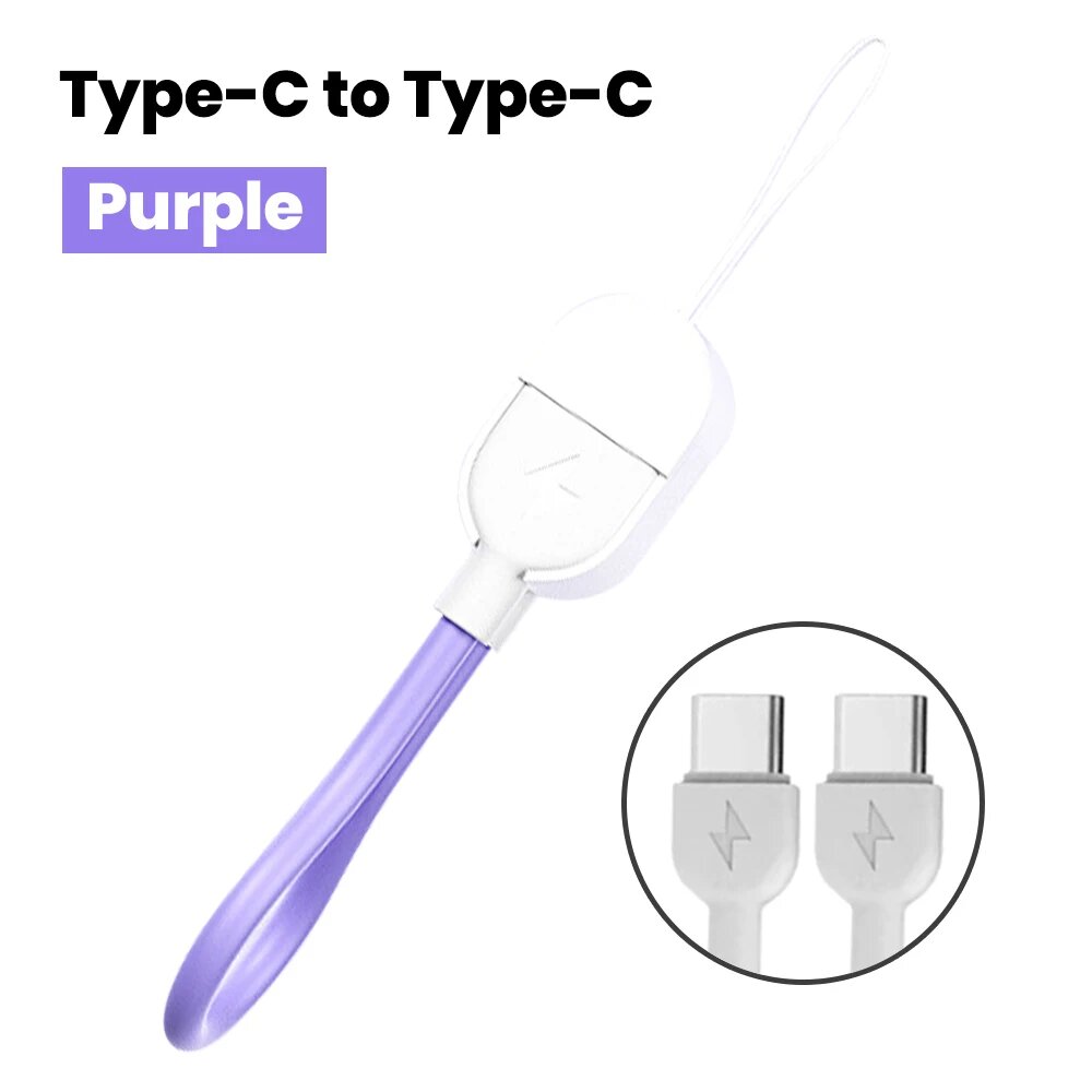 60 Вт 16 см короткий кабель USB C к типа C для быстрой зарядки для Samsung Xiaomi Huawei Purple CC