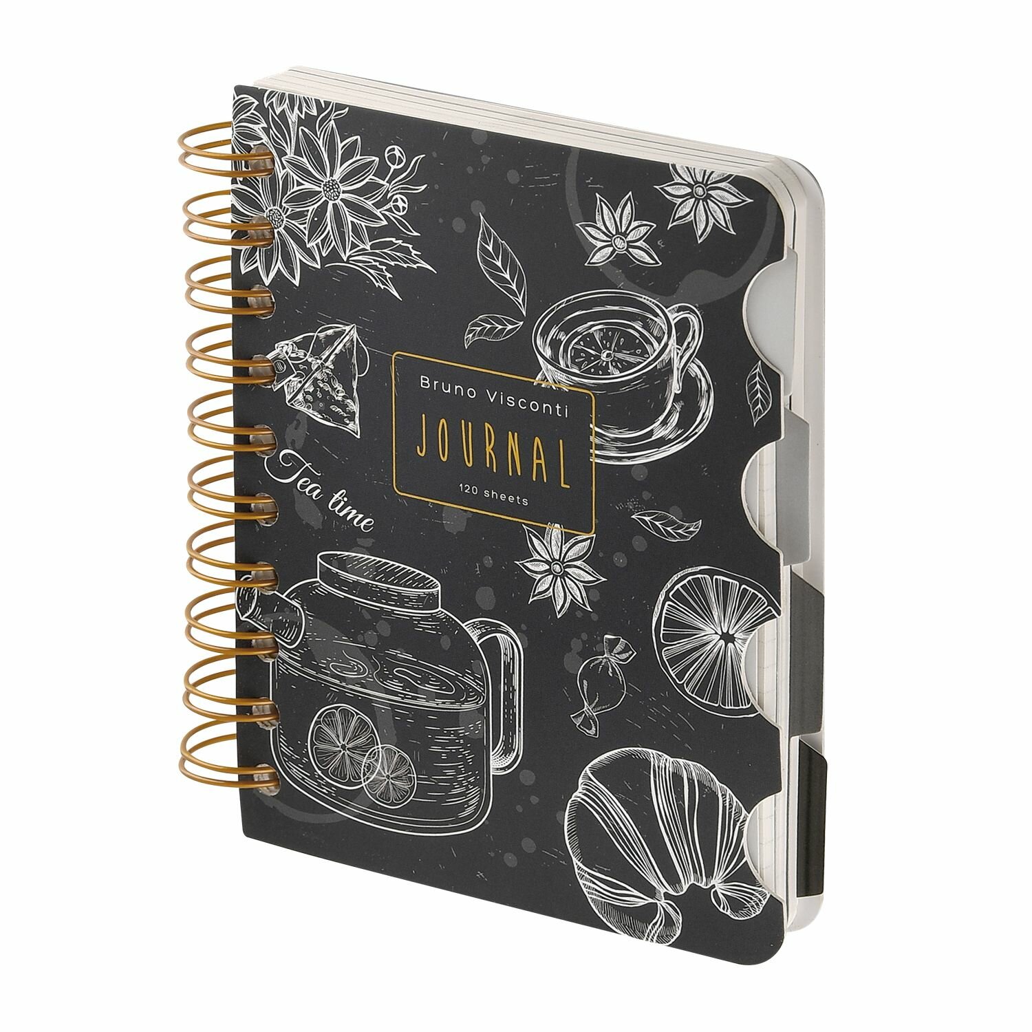 Блокнот с разделителями Bruno Visconti "ART JOURNAL" на гребне/ женская записная книжка А6 "Caff nero" арт.3-568/12