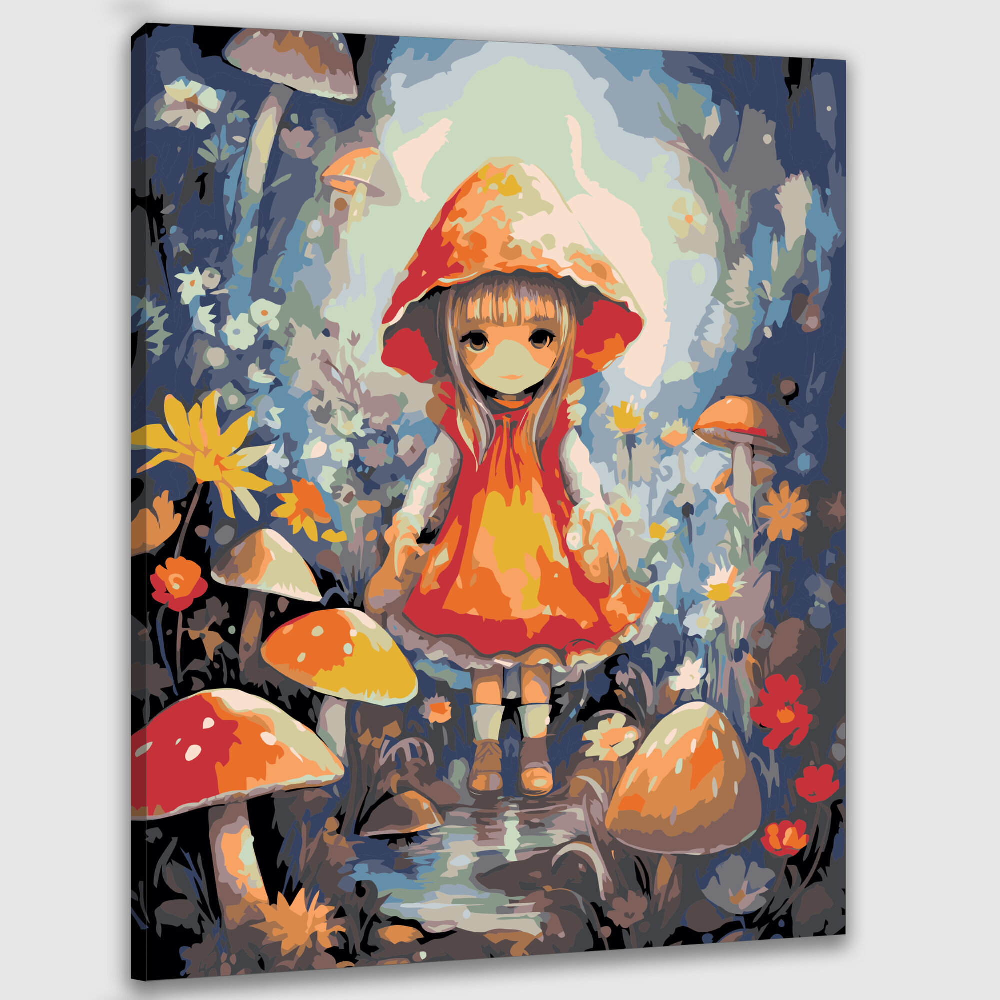 Картина по номерам 40x50 см, гусь, сад, сказочный, сокровища, лесные существа, цветы, домики