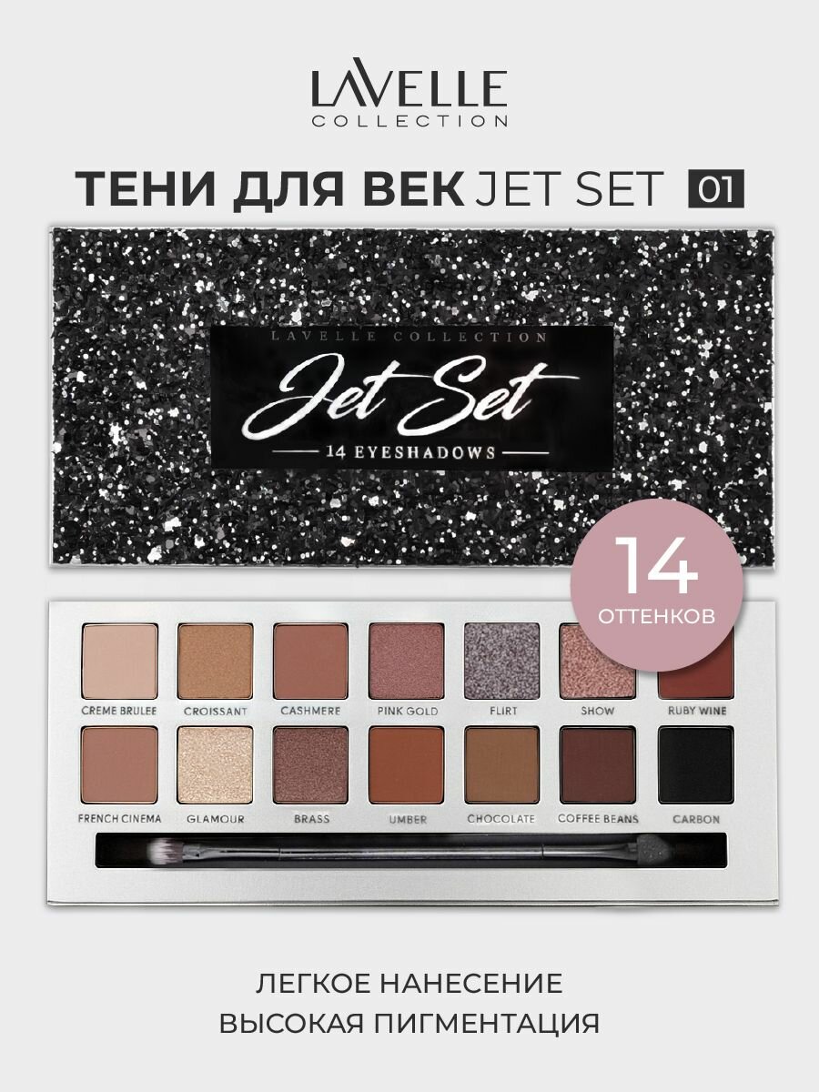 LavelleCollection Тени для век, палетка теней JET SET 01 posh