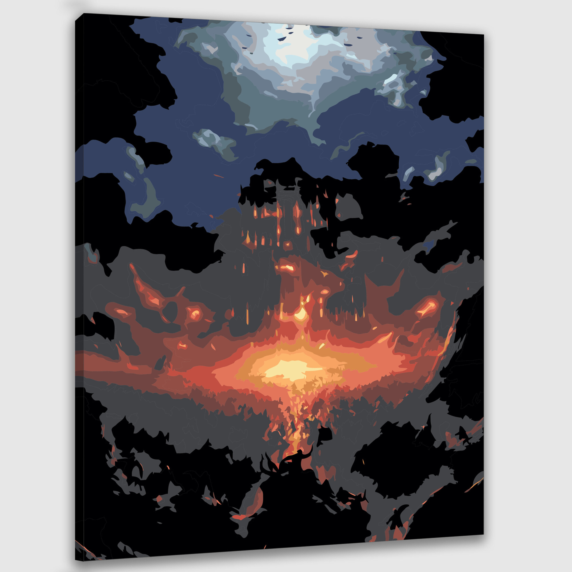 Картина по номерам 40x50 см, эпический, фэнтезийный, концепт-арт, поля битвы, остатки битвы, силы света, силы тьмы