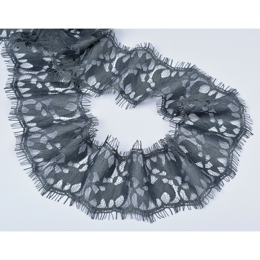 Кружево “реснички” TBY 90002 шир.70мм цв.312 т. серый уп.30м (по 3м)