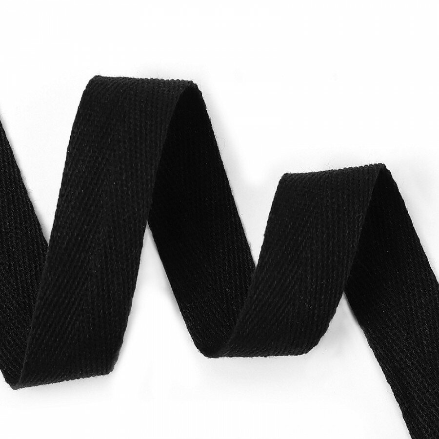 Тесьма киперная 20 мм хлопок 2,5 г/см TBY. CT20322 цв. F322 черный уп.5м