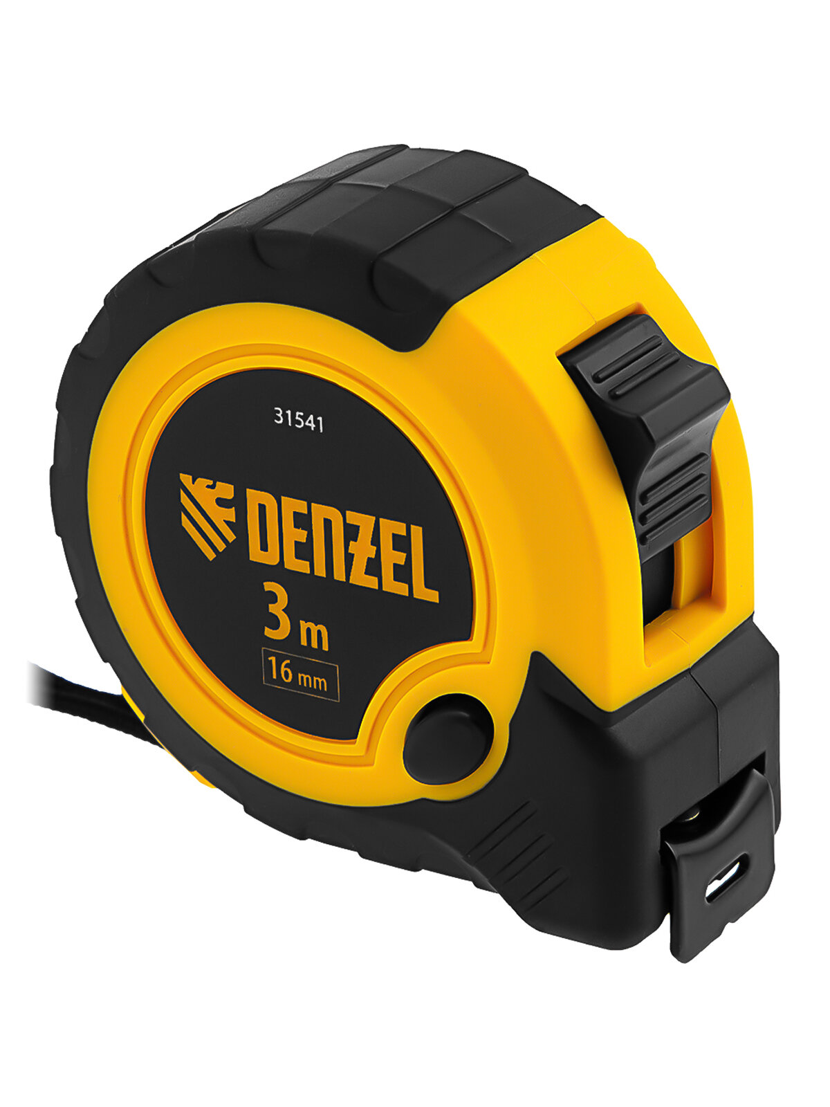 Рулетка измерительная Denzel 3 м х 16 мм, Denzel, двухкомпонентный корпус и кнопка-пауза, 31541