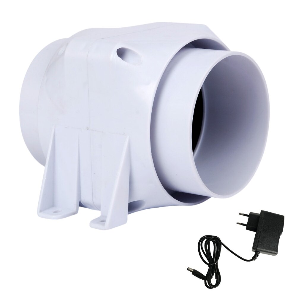 Воздуходувка, Вытяжной вентилятор для PVC труб 110 мм с адаптером питания 12 В - европейский стандарт, 1 комплект