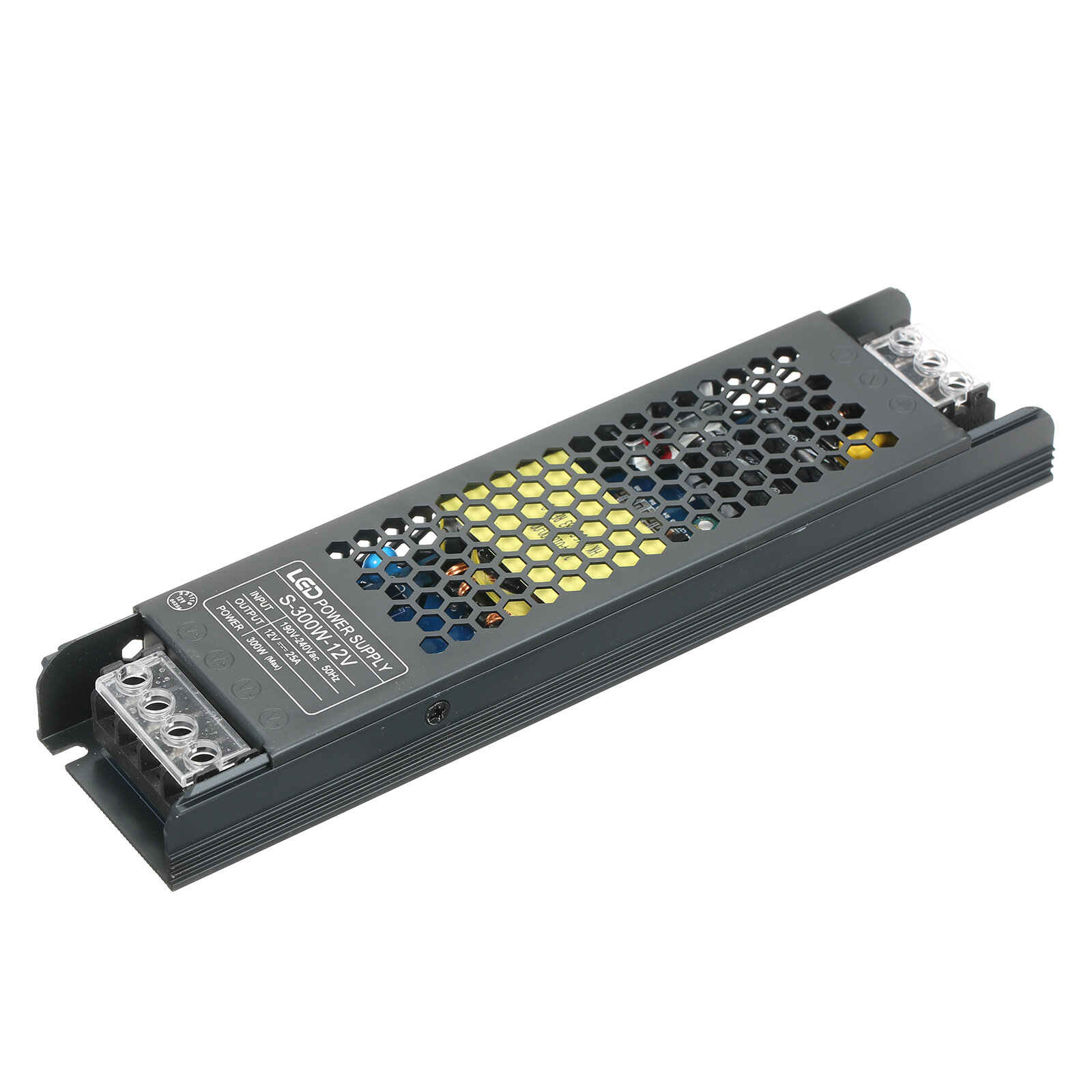 Ультратонкий адаптер питания Neoglint для светодиодных лент, преобразователь AC190-240V в DC 12V 25A 300W, импульсный преобразователь для использования внутри помещений.