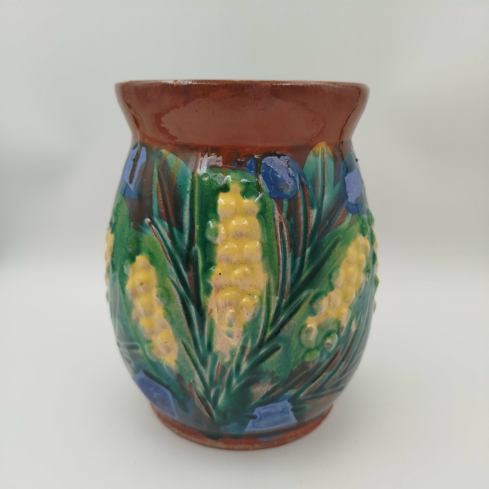 Ваза "Весна" ("Мимоза"), керамика, поливы, Объединение «Гжель», СССР, 1976 г.