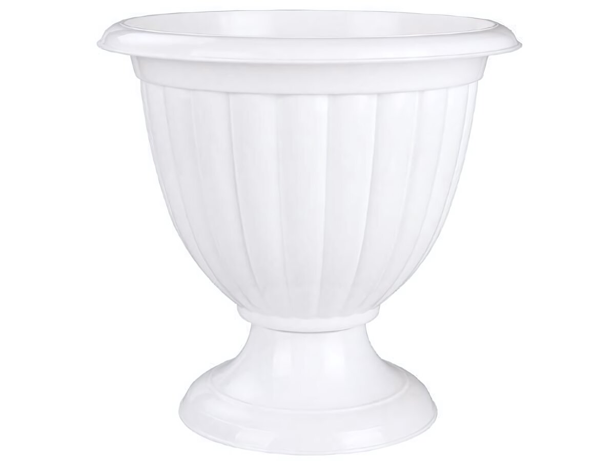 Кашпо пластиковое "Жасмин" 12л, белое, устойчивое основание, для дома и сада