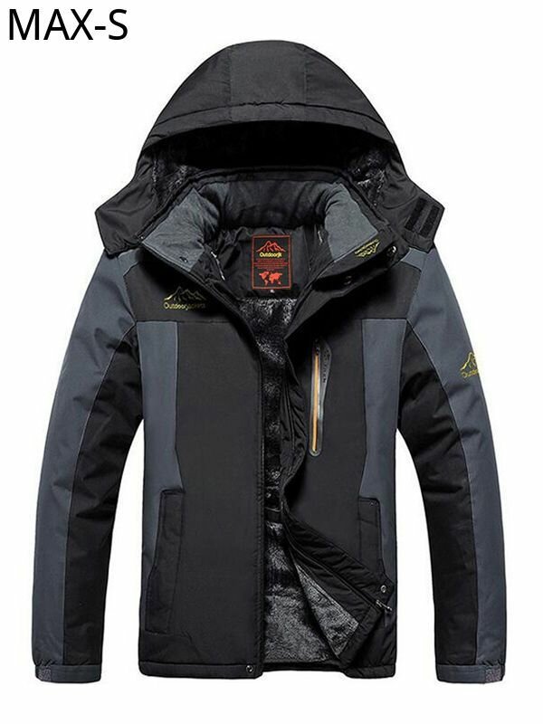 Мужская уличная ветрозащитная и морозостойкая флисовая утепленная куртка большого размера
