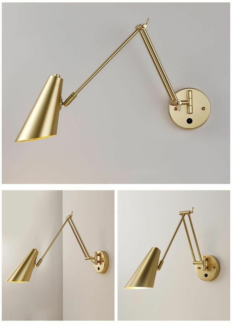 Современный, легкий, роскошный, простой, регулируемый вращающийся настенный светильник с выключателем, E27