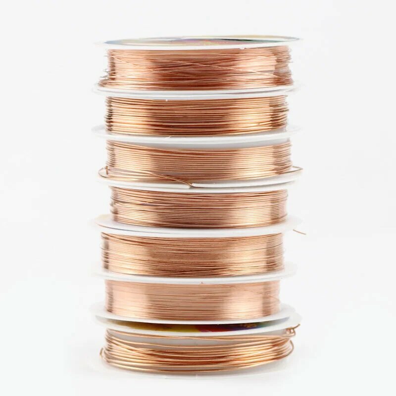 Медная проволока посеребренная золотистого цвета для бижутерии 1.0mm 1.5meter, Copper