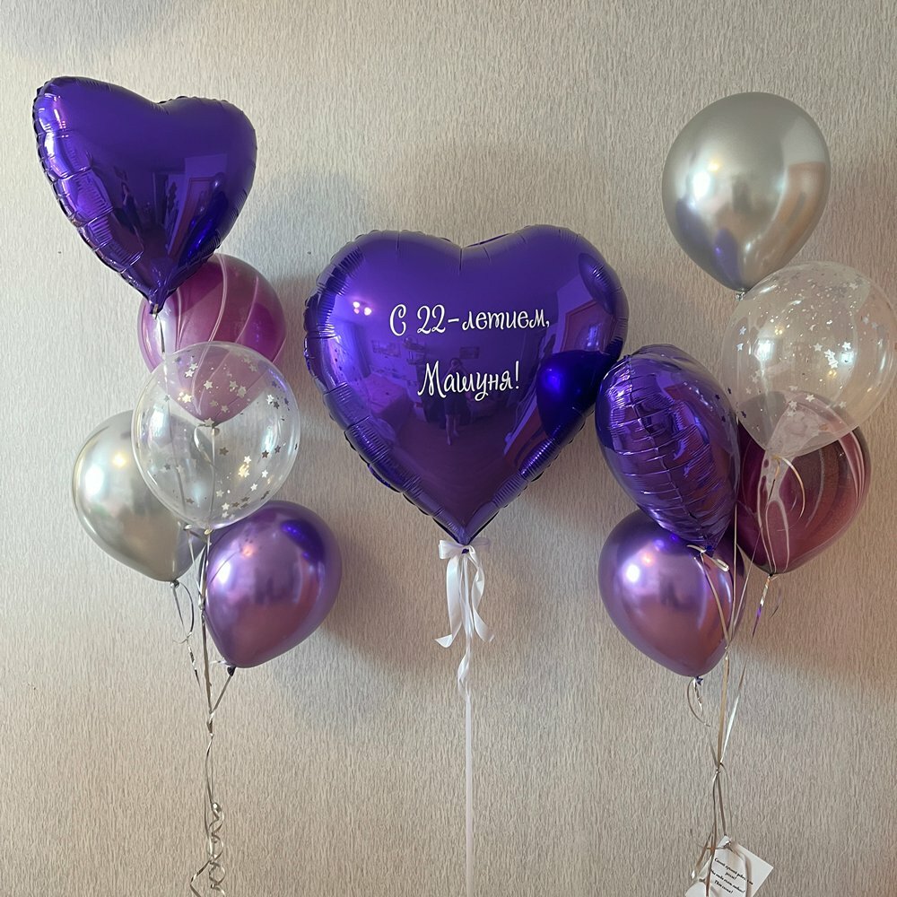 Набор шаров с гелием № 679 - с днем рождения (фиолетовое настроение)