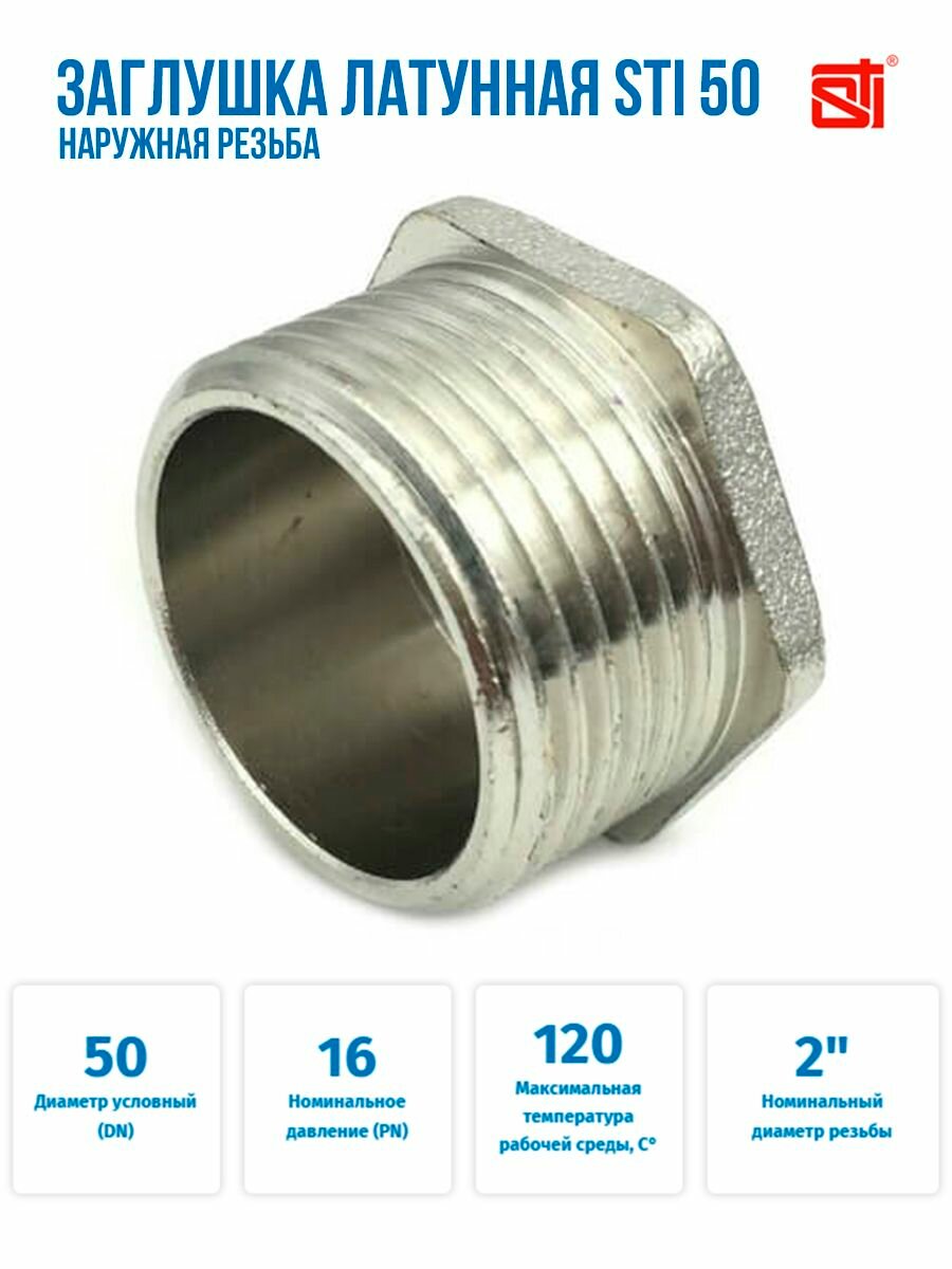 Заглушка в трубу Ду50 (2") с наружной резьбой никелированная