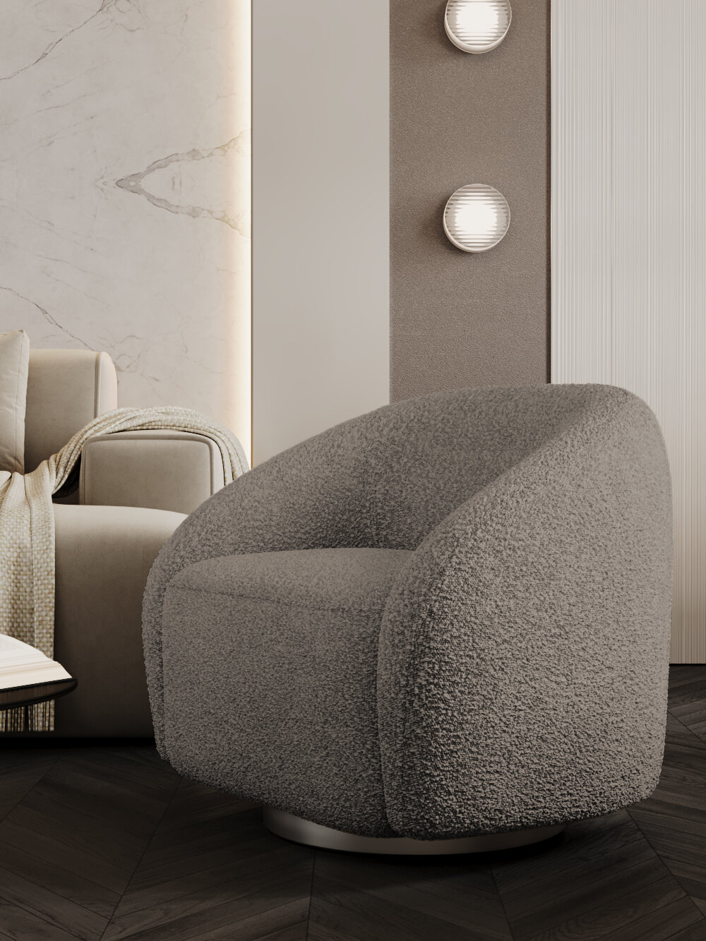 Кресло крутящееся ZAFFIRO премиум дизайн, букле