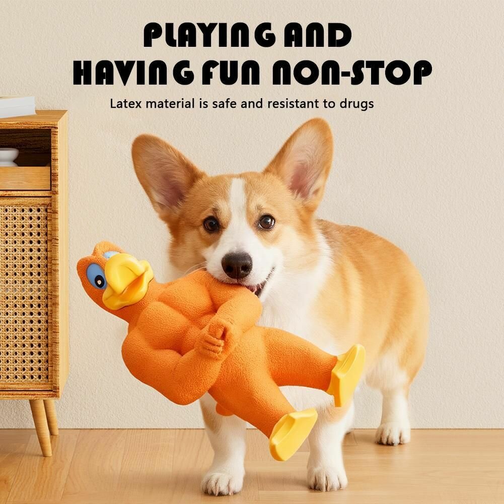 Прочная игрушка для собак в виде мускулистой утки, интерактивная игрушка с пищалкой для самостоятельной игры