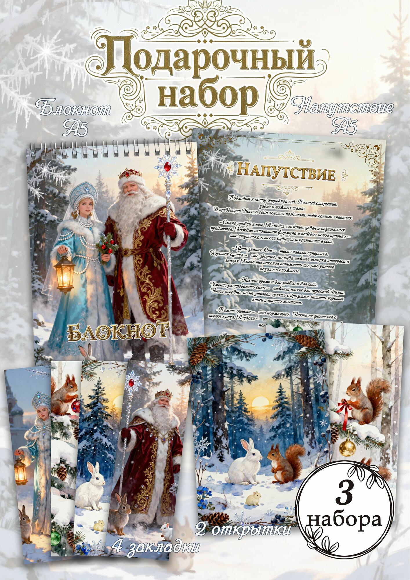 Новогодний подарочный канцелярский набор 3 шт