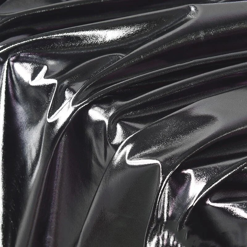 Серебряная переливающаяся эластичная ткань из спандекса для шитья Черный, Gray