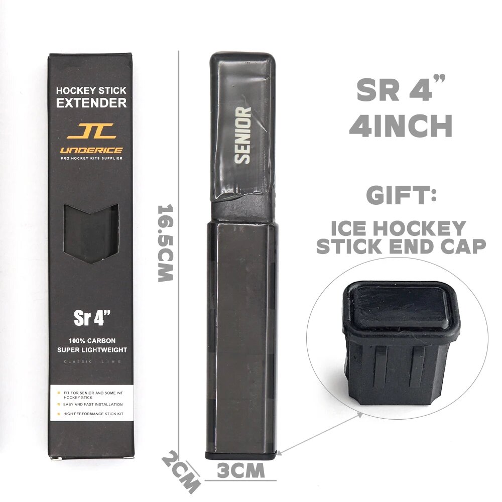 Удлинитель хоккейной клюшки UICE RA013 из углеродного волокна 4/6 дюймов, Черный
