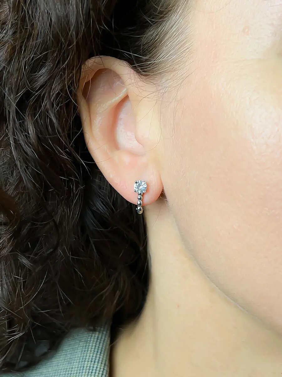 Серьги, белое золото, 375 проба, родирование, фенакит