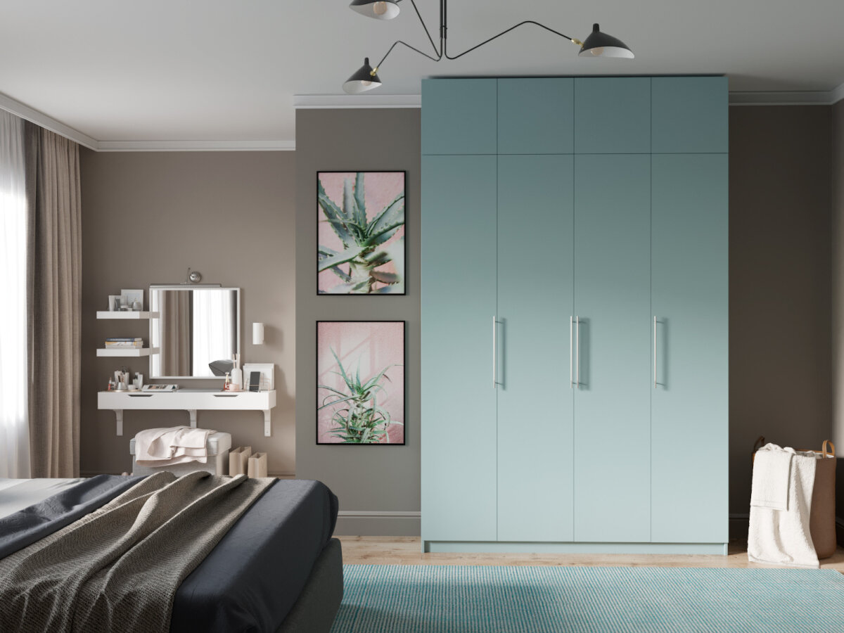 Шкаф распашной Калифорния-4 с антресолью Зеленый айсберг для одежды четырехдверный 160*260*60