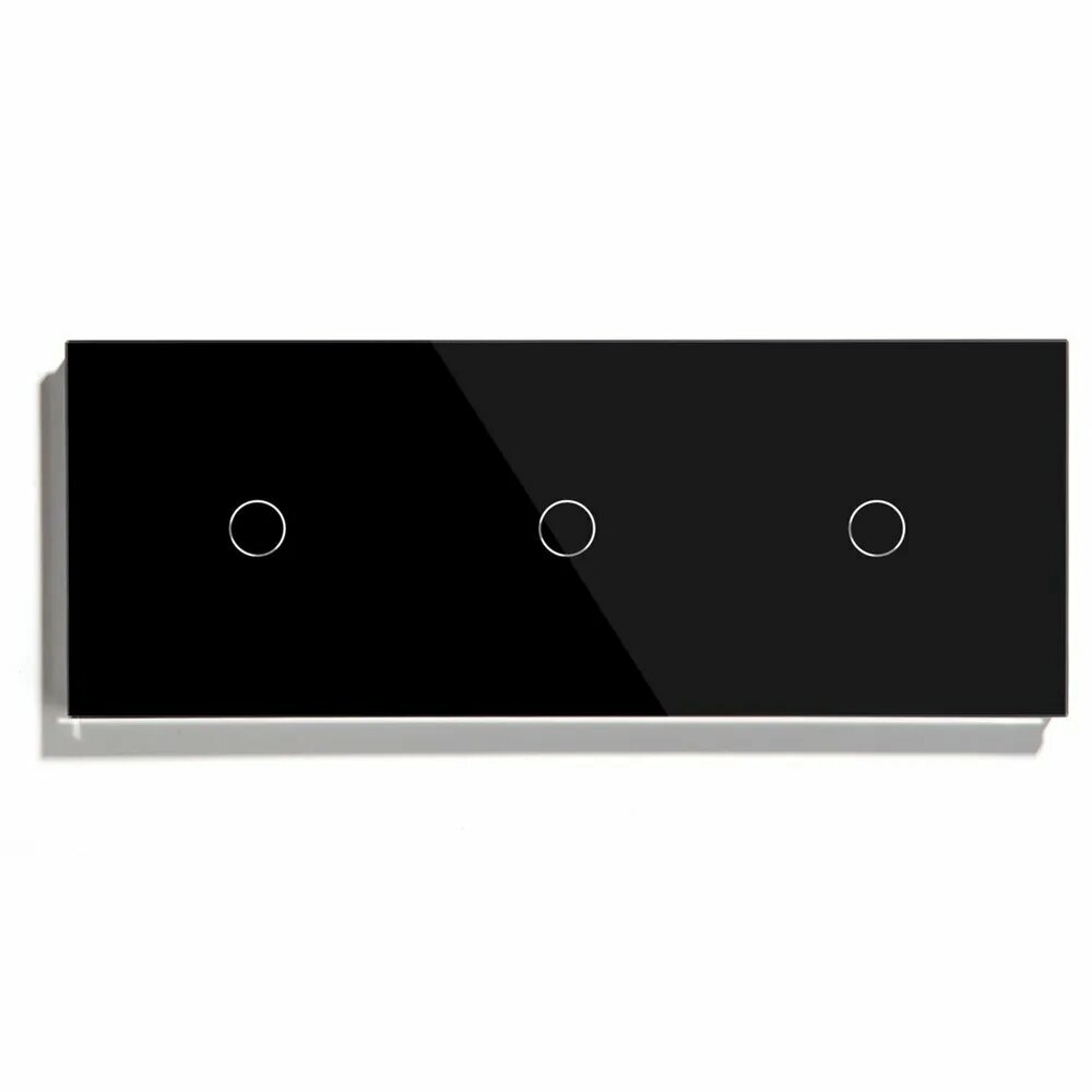 Сенсорный выключатель 3 клавиши, 3 поста (1+1+1) , панель стекло Черная,228mm