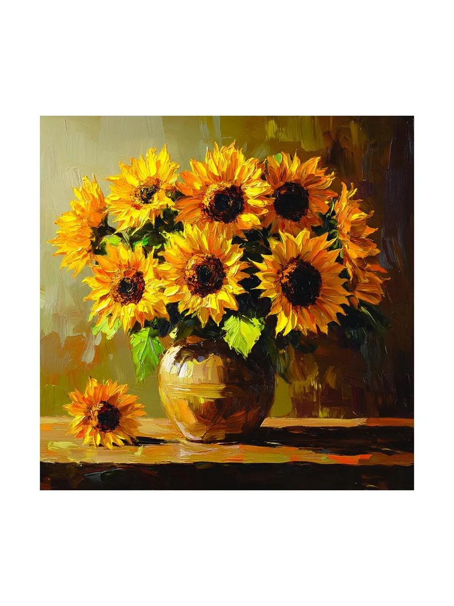 Алмазная мозаика Подсолнухи, картина для дома 30х40 см