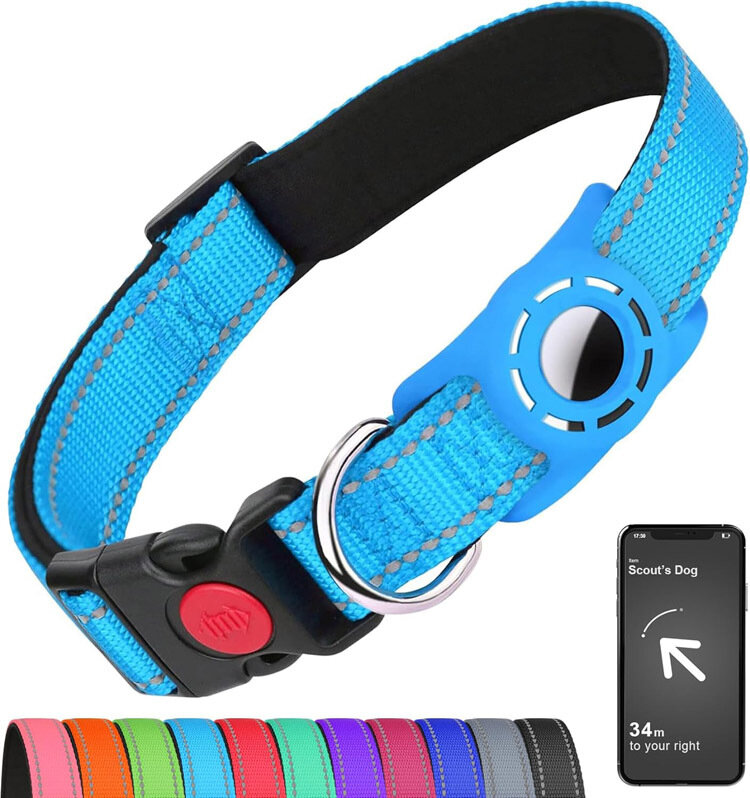 Трансграничный нейлоновый светоотражающий трекер Amazon Apple Airtag, ошейник для позиционирования домашних животных,