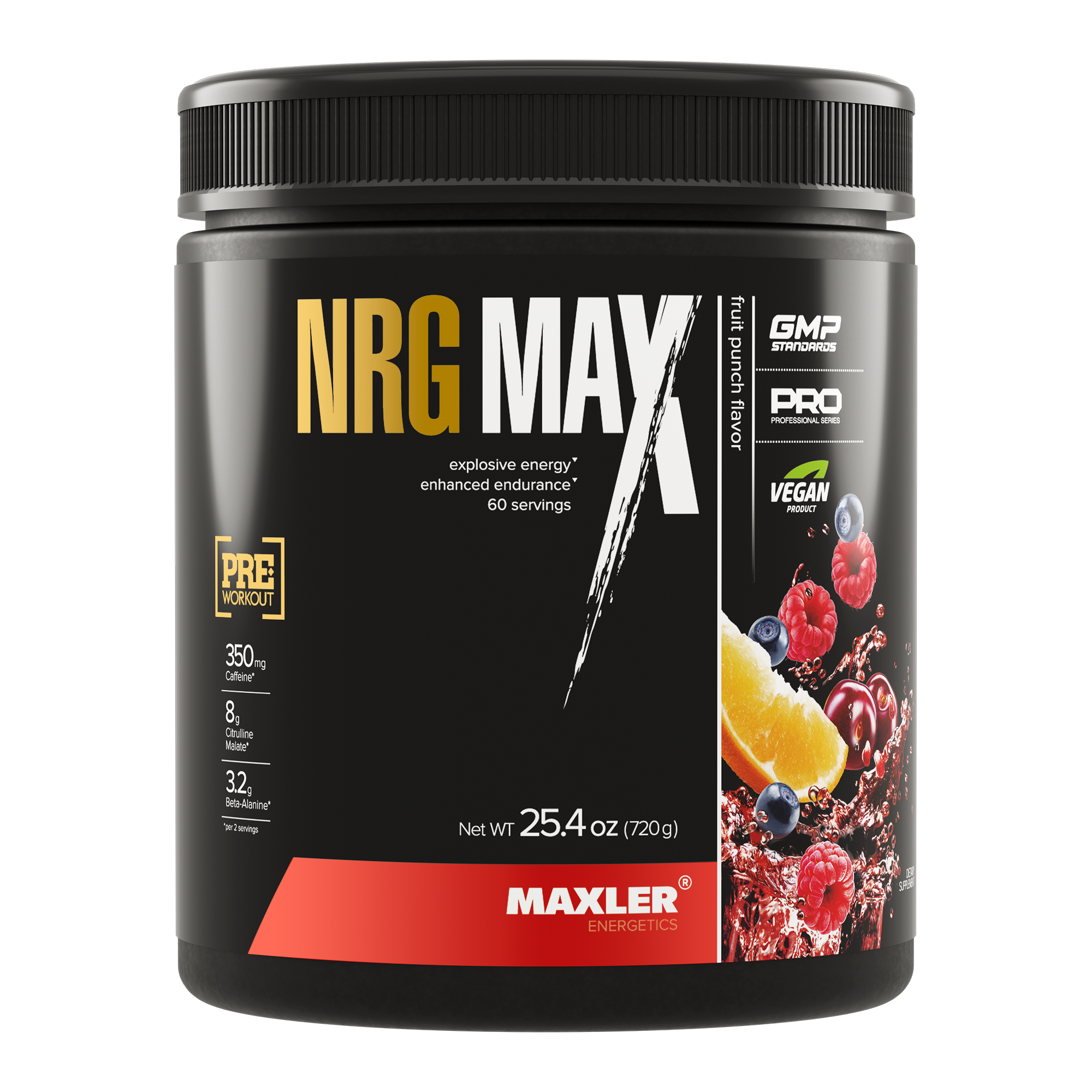 Энергетик с витаминами и комплексами Maxler NRG Max, 720 г - Фруктовый пунш