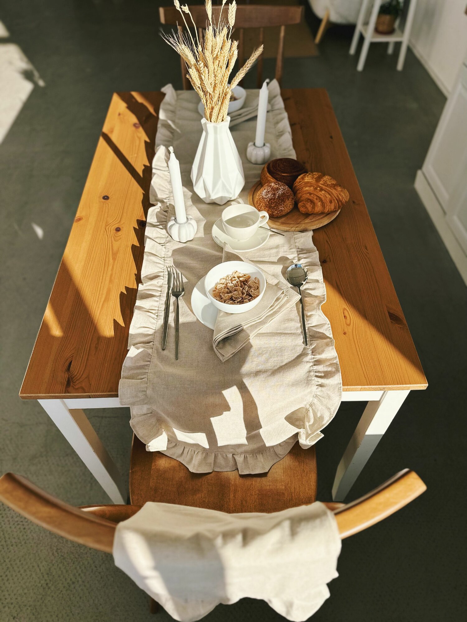 Дорожка на стол льняная, сервировочная, 40*220 см, Linen Elegance