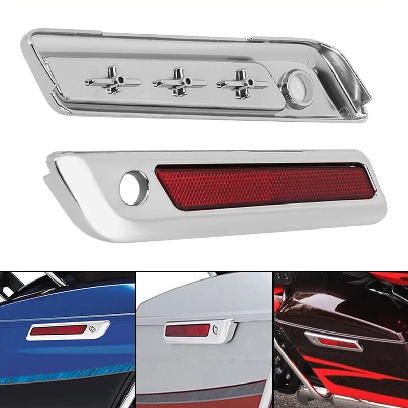 Подходит для Harley Touring Road Electra Street Glide Road King 2014-2023, аксессуары для мотоциклов, жесткая седельная сумка, защелка, крышка, отражатель Chrome Red