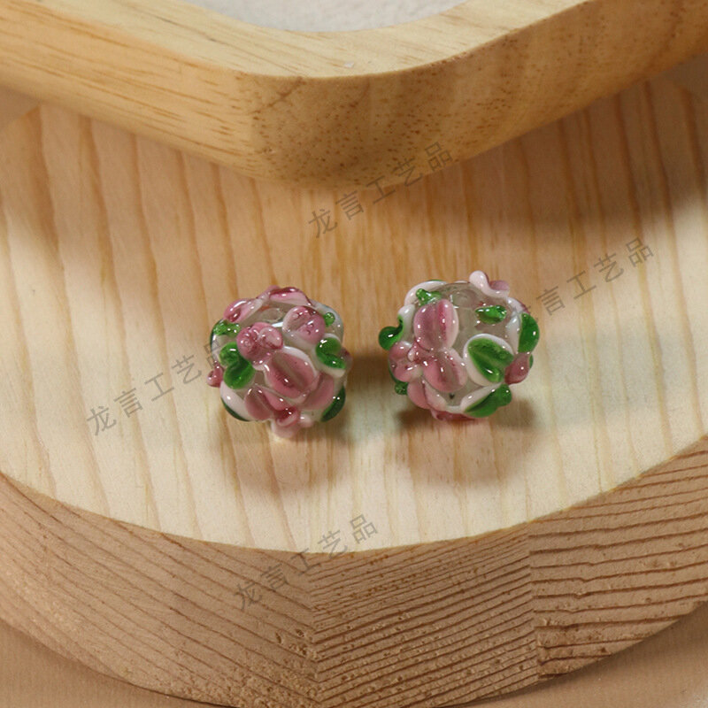 Двухцветные лепестки бусины браслет ожерелье золотой песок обмотки орнамент аксессуары стеклянные бусины разбросанные бусины оптовая продажа ювелирных изделий