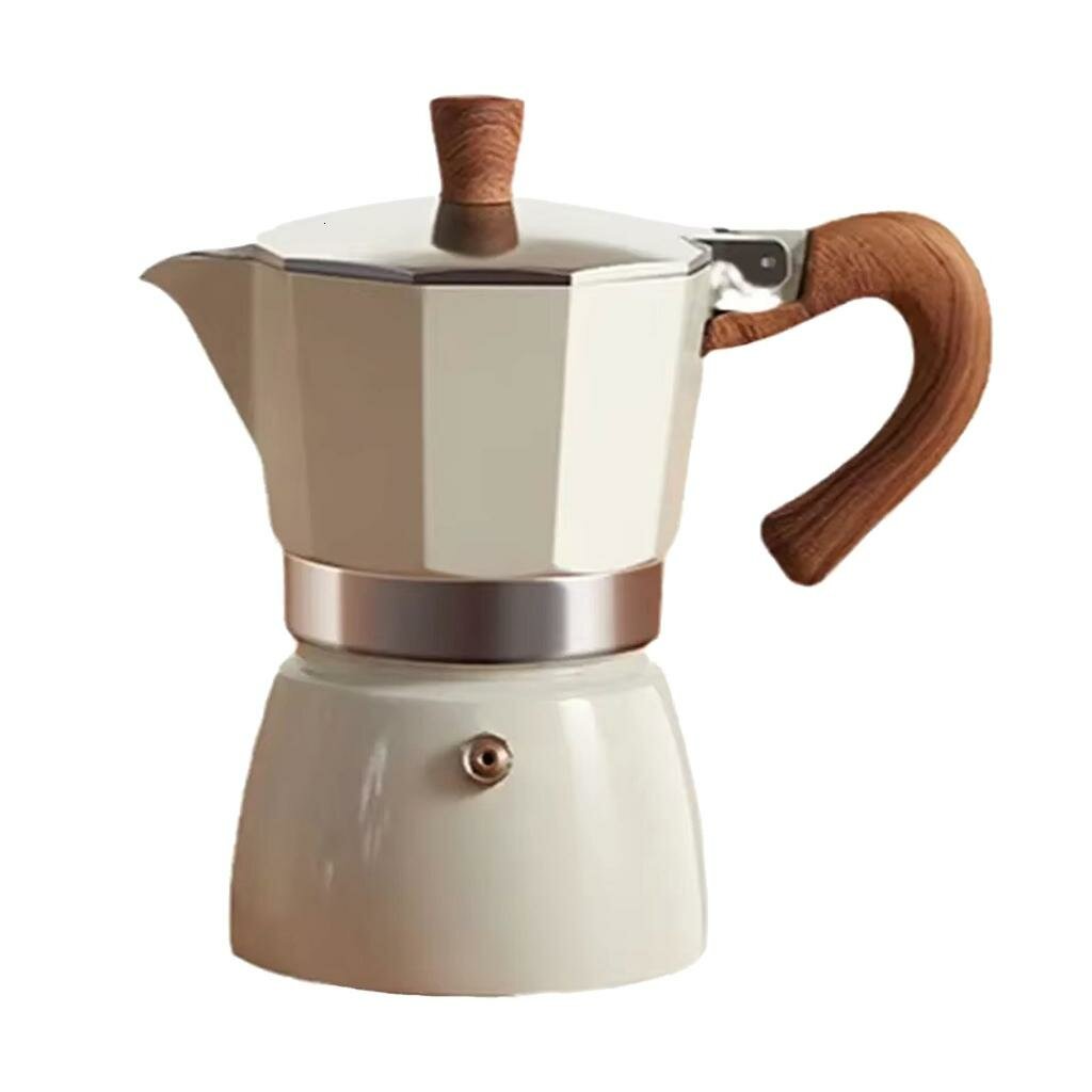 Кофейник мокко алюминиевый для всех плит, Белый - 300ml