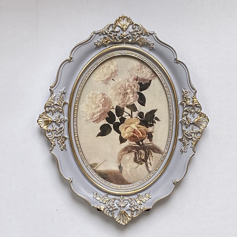Овальная винтажная антикварная фоторамка из резины в европейском стиле, настенная бронзовая фоторамка