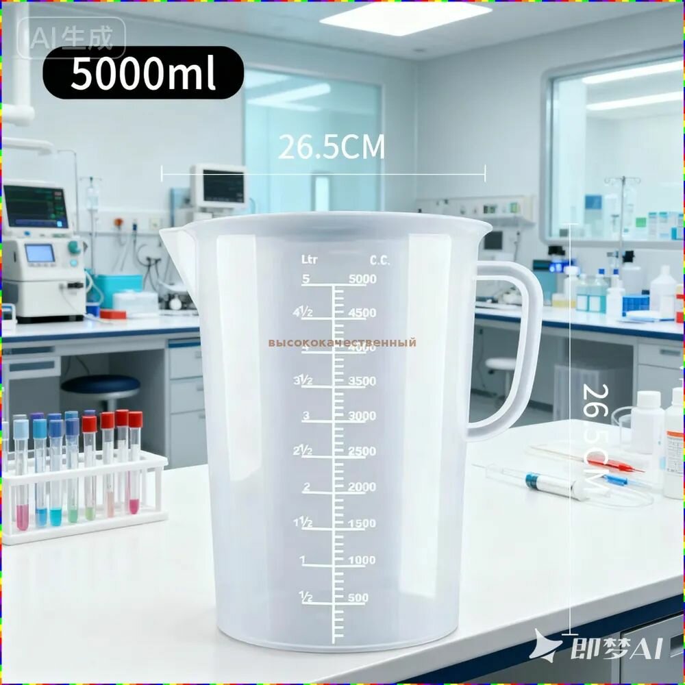 Мерный кувшин, для молочного чая, пластик, прозрачный, 5000 мл
