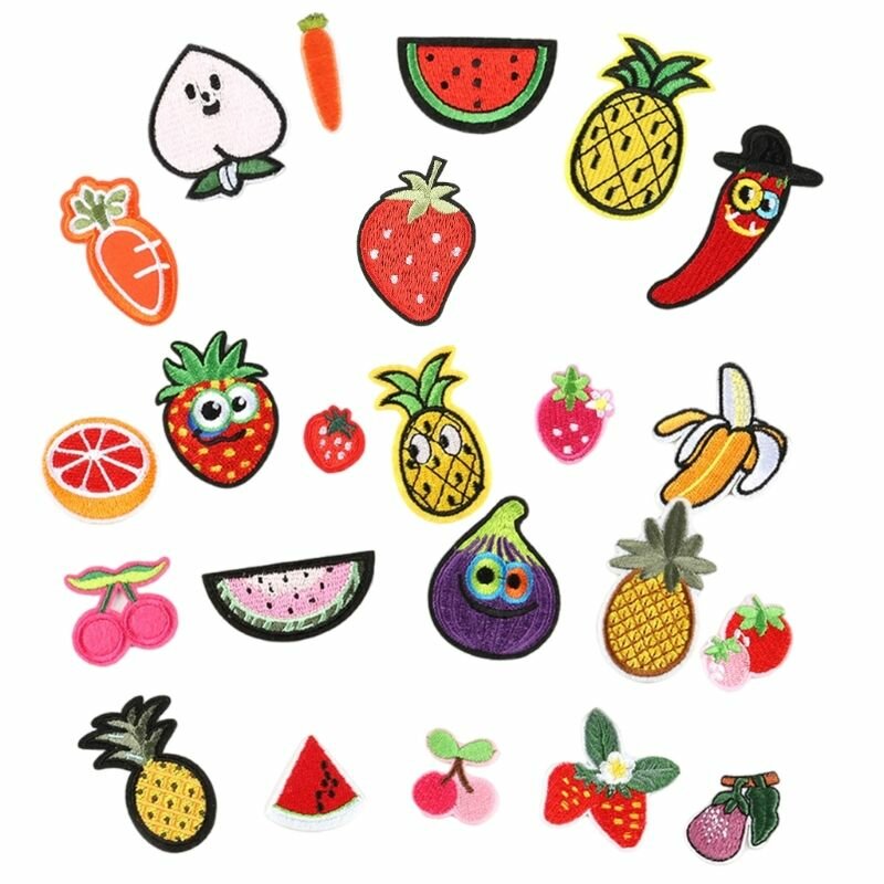 (1 набор из 23 вышитых этикеток для фруктов и овощей, марок в форме ананаса арбуза, тканевых наклеек