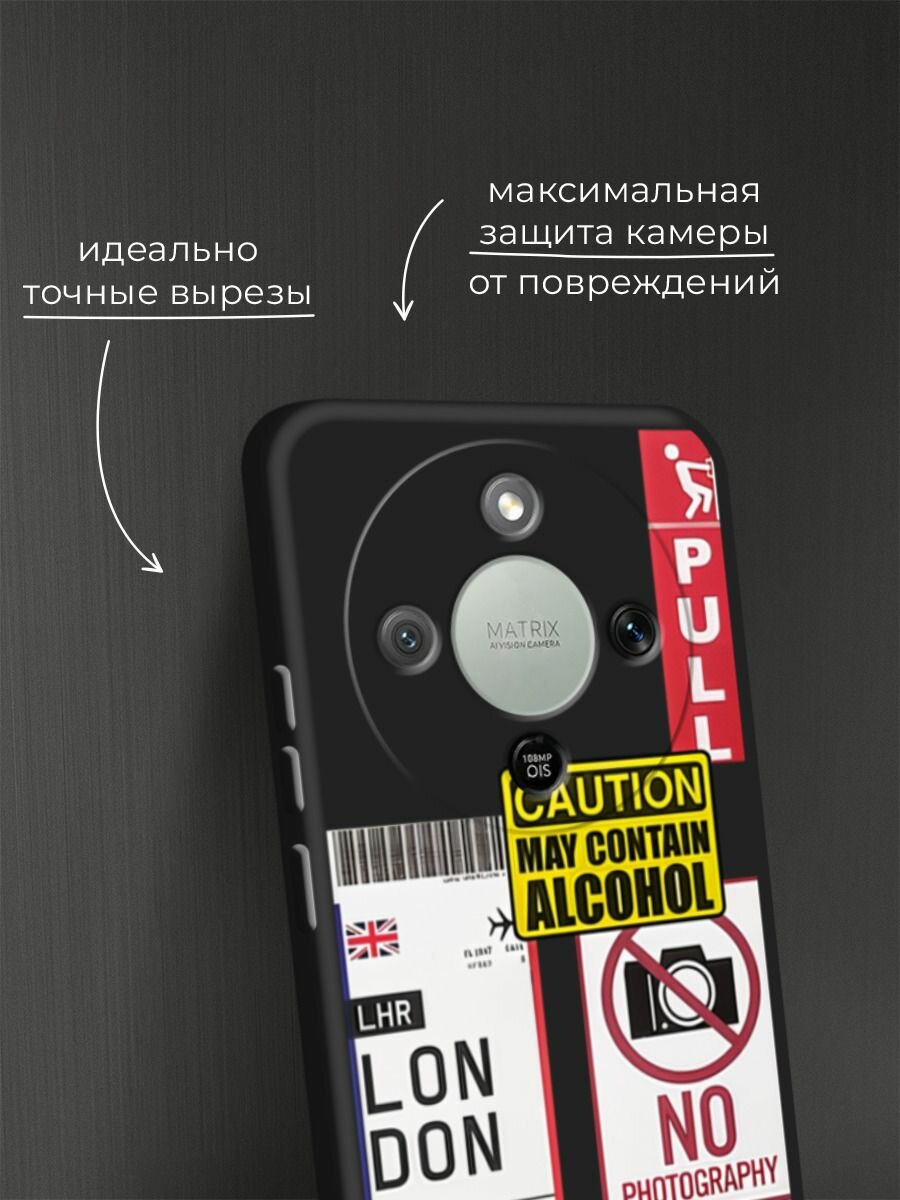 Черный матовый чехол на Honor X9d / Хонор X9d с принтом Подборка знаки — фото 1