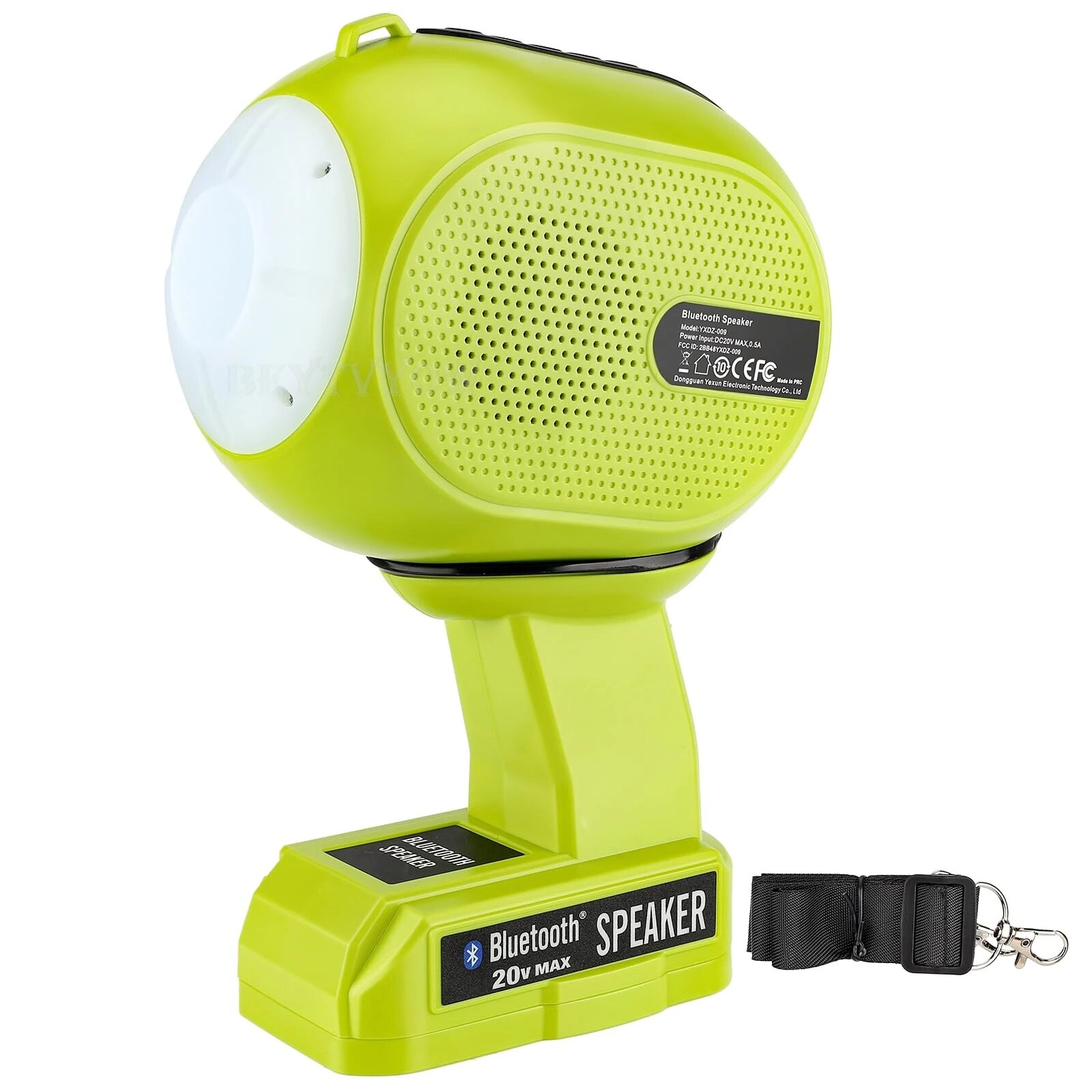 Беспроводной Bluetooth-динамик, совместимый с аккумулятором Ryobi 18 В со светодиодной подсветкой, зарядка USB-A/C TWS Paring BT5.3 AUX TF для рабочей площадки