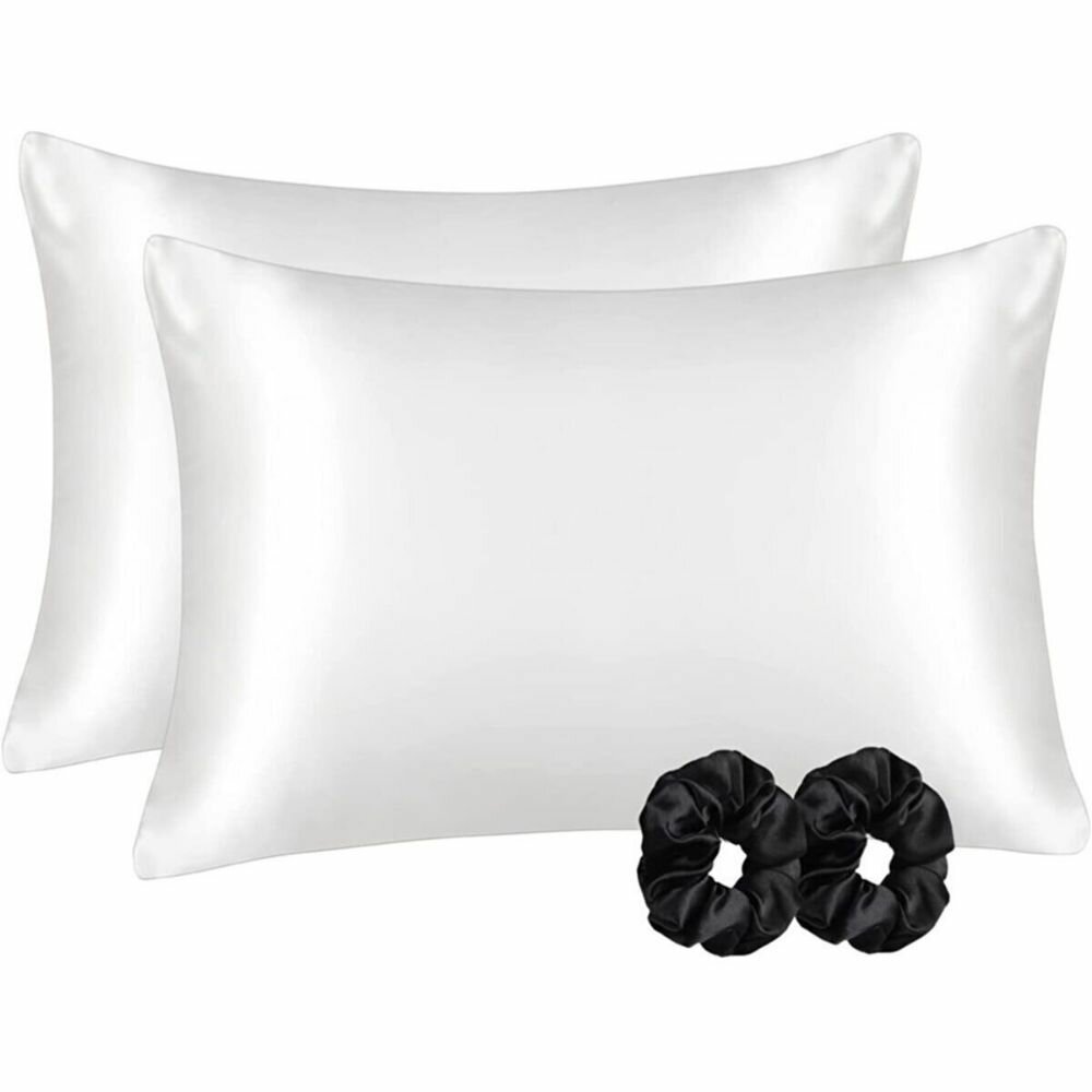 Наволочки из атласа с текстурой шелка 50х70 см, 2 шт. белый цвет