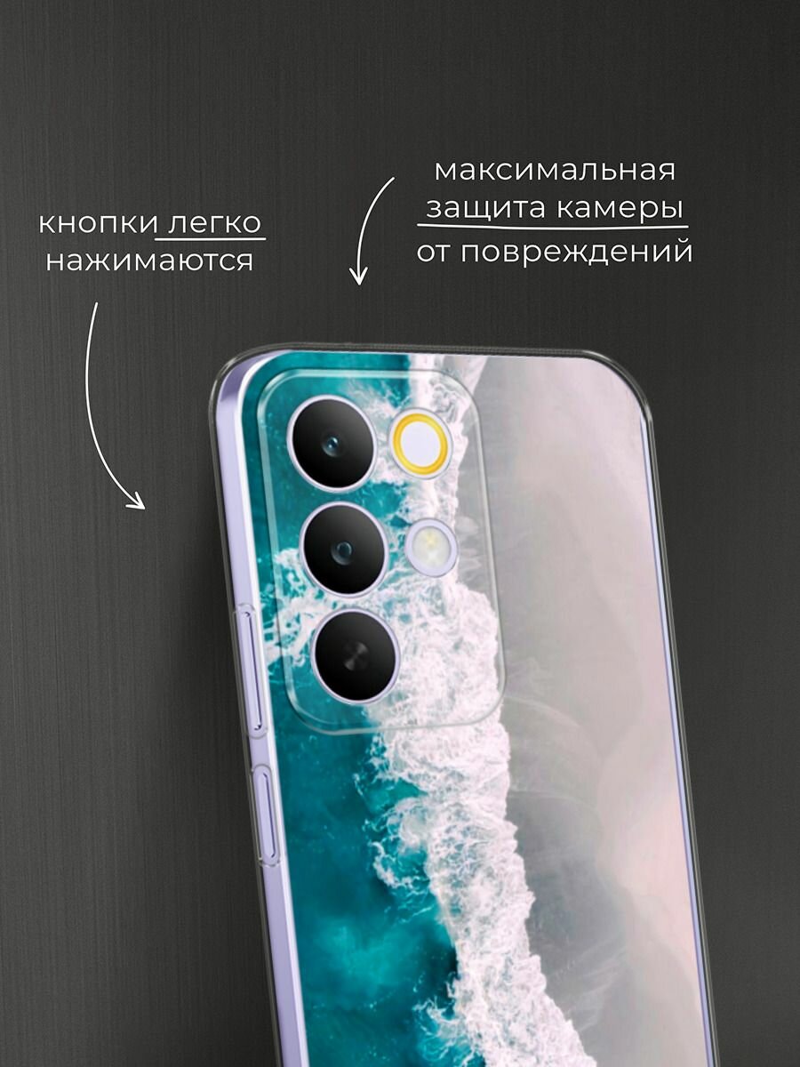 Силиконовый чехол на Realme C85 / Реалми C85 с принтом Бирюзовые волны — фото 1