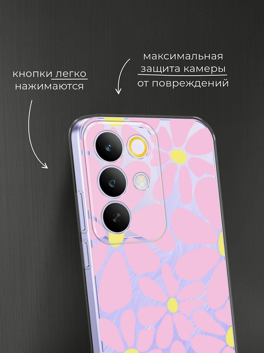 Чехол на Realme C85 Pro / Реалми C85 Про с принтом Розовые лепестки 2, прозрачный — фото 1