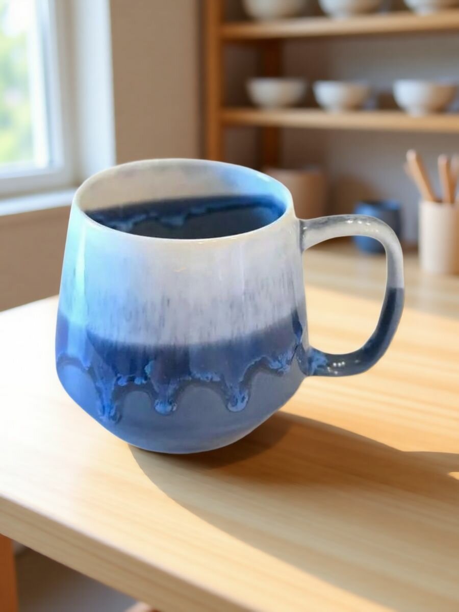 Кружка. Керамическая Подарочная Чашка для чая, кофе, какао, супа. Стакан для холодных и горячих напитков для 1 персоны, 1 предмет. Арктик 480 мл.