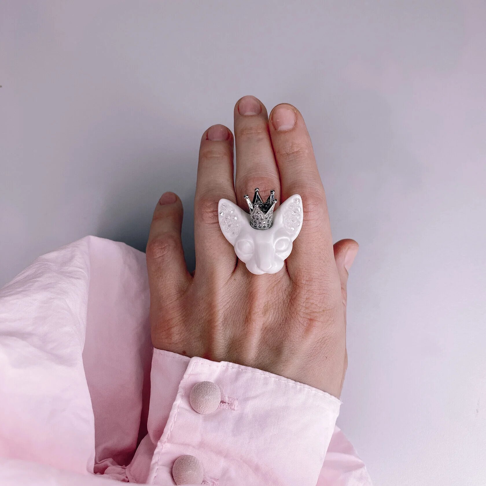 Кольцо, полимерная глина, хрусталь