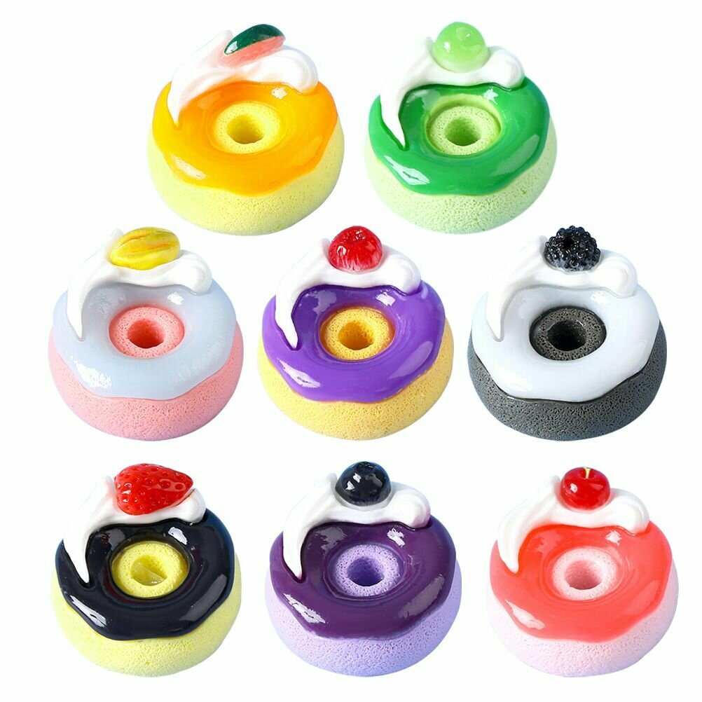 Набор из 8 миниатюрных реалистичных декоративных донатов из смолы для рукоделия и украшения