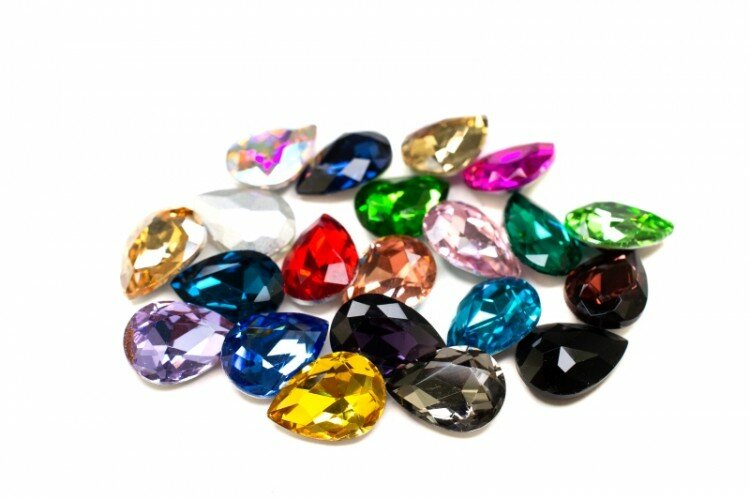 Кристалл Капля 14х10мм, цвет ассорти, стекло, 26-060, 10шт