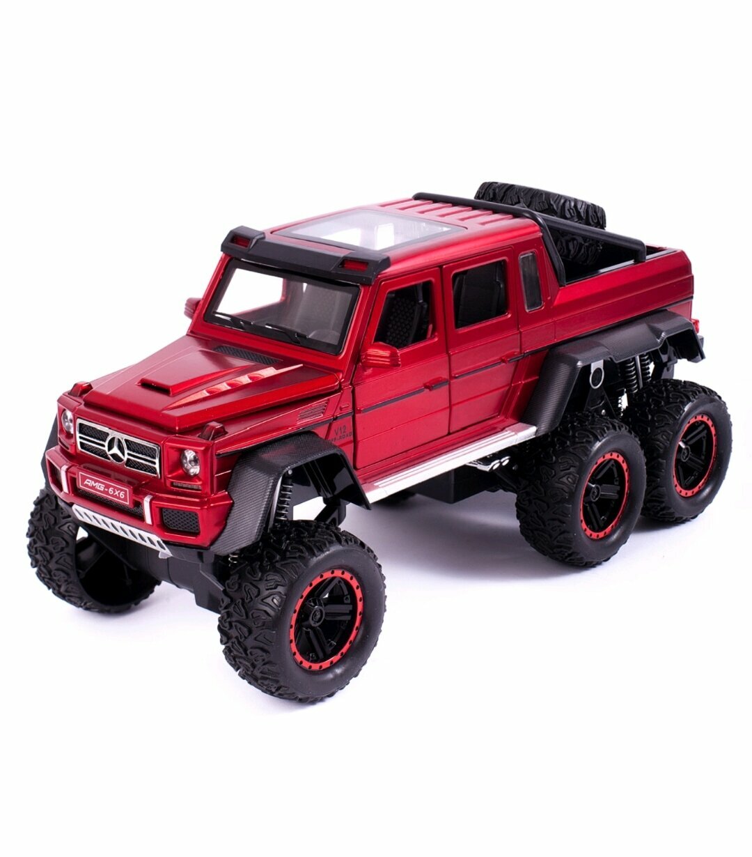 Машинка металлическая инерционная/ Модель машины/ Mercedes-benz Мерседес G63 Гелик 6x6 23 см красный