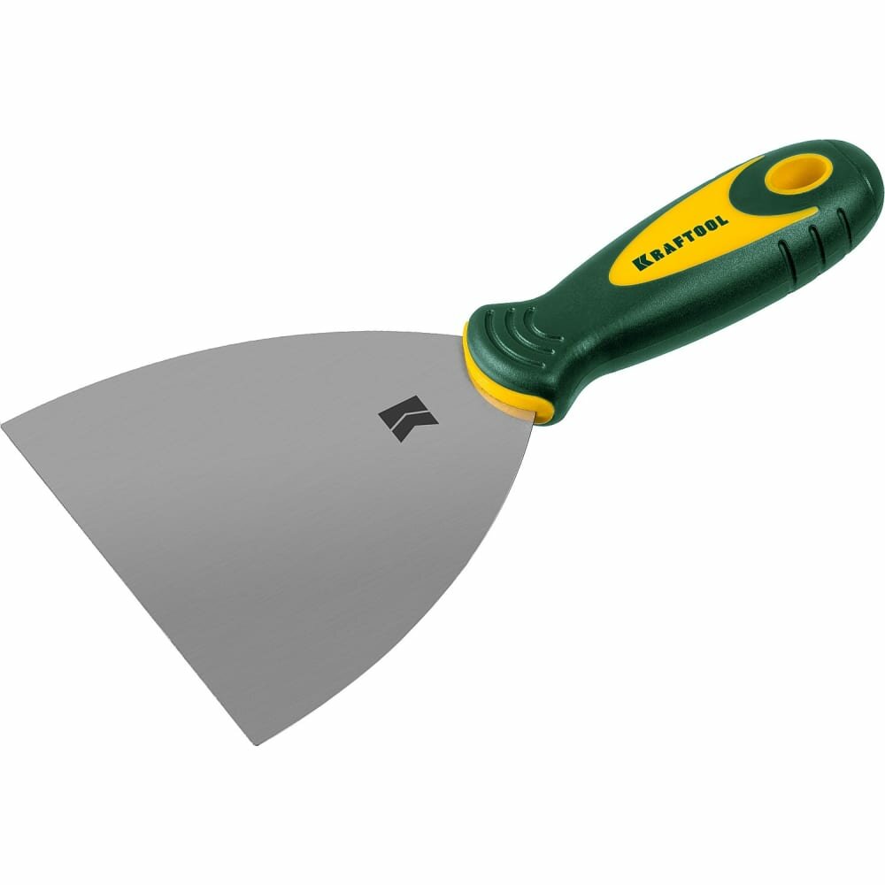 Шпательная лопатка KRAFTOOL с двухкомпонентной рукоятью, полотно из нержавеющей стали, без зубцов, модель