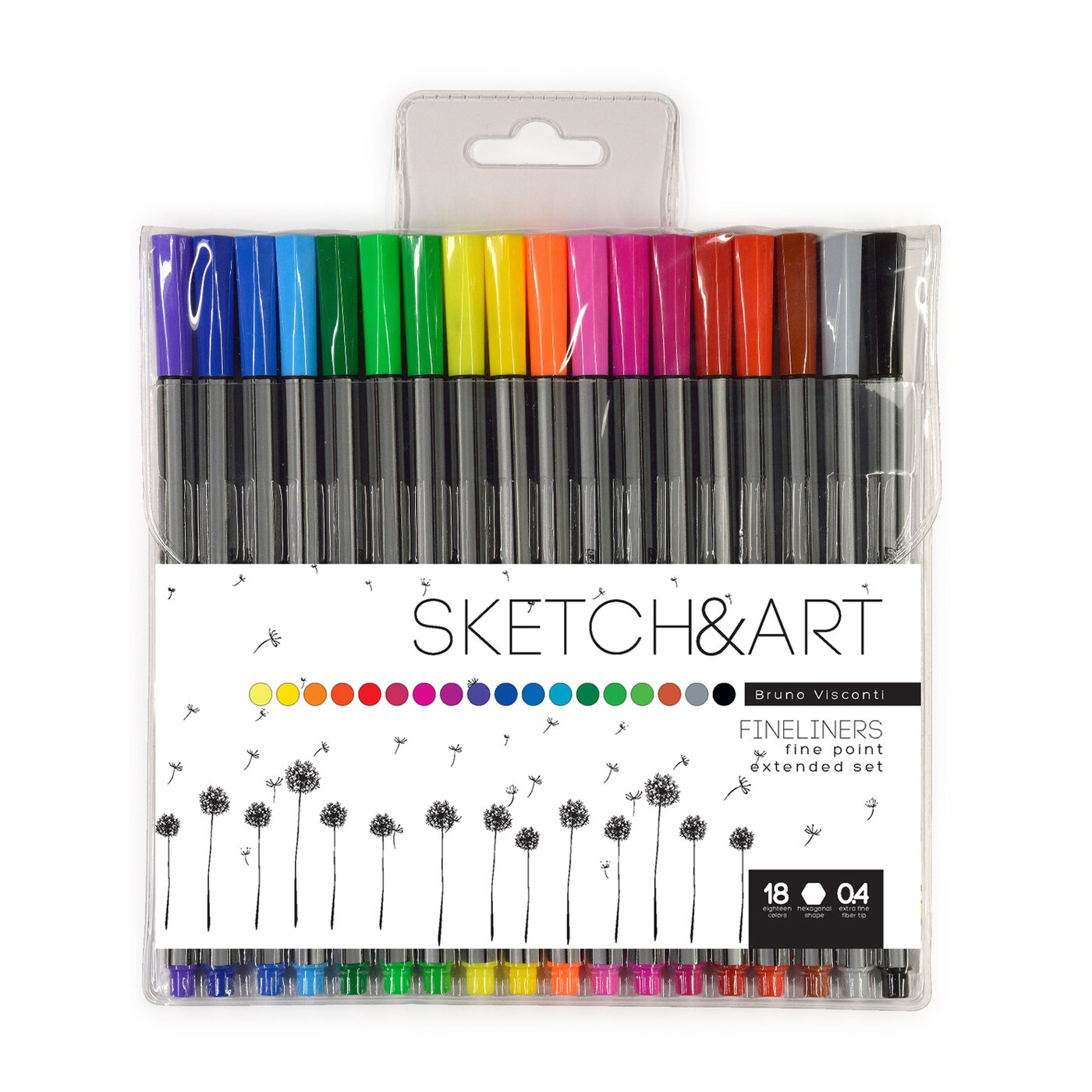 Набор скетч-линеров 18 цветов Bruno Visconti SKETCH&ART 0.4мм ПВХ