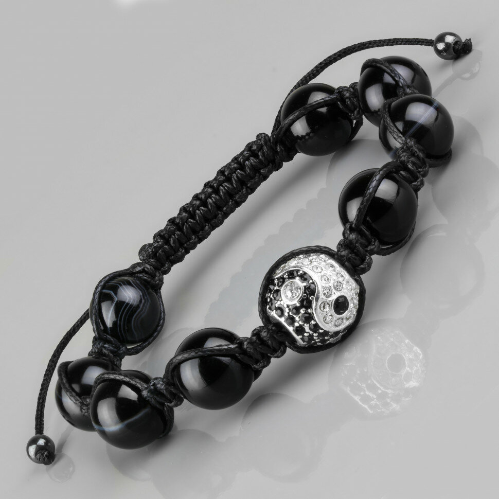 Плетеный браслет Everiot, агат, оникс